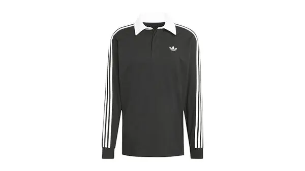 Adidas 3stripes Rugby Longsleeve Polo Shirt - Black