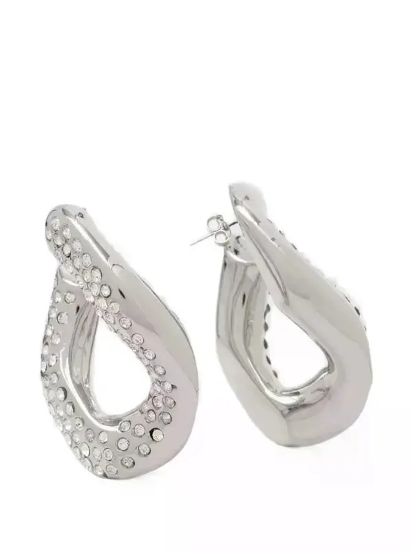 Patrizia Pepe Crystal-embellished Hoop Earrings - Silver