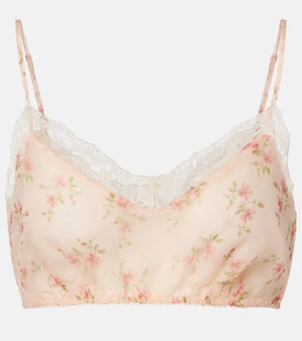 Simone Rocha Floral Lace-trimmed Bra Top - Pink