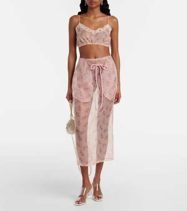 Simone Rocha Floral Lace-trimmed Bra Top