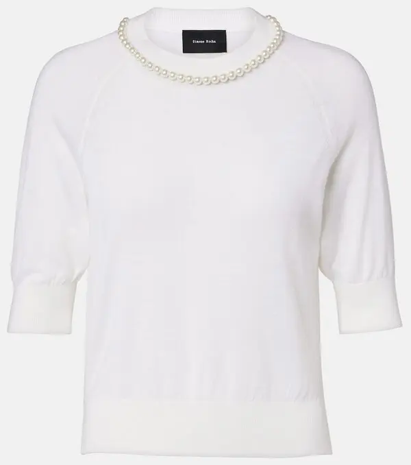 Simone Rocha Embellished Wool And Silk Top