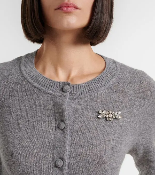 Simone Rocha Embellished Cashmere Cardigan - Grey