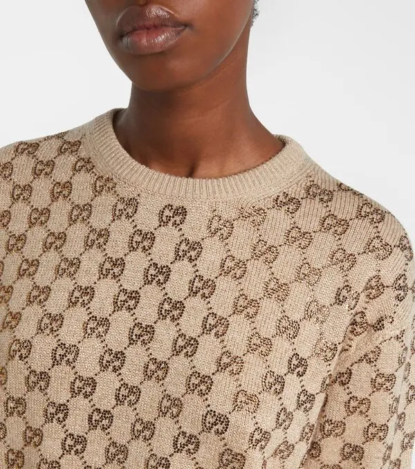 Gucci Gg Wool And Cashmere-blend Sweater - Brown