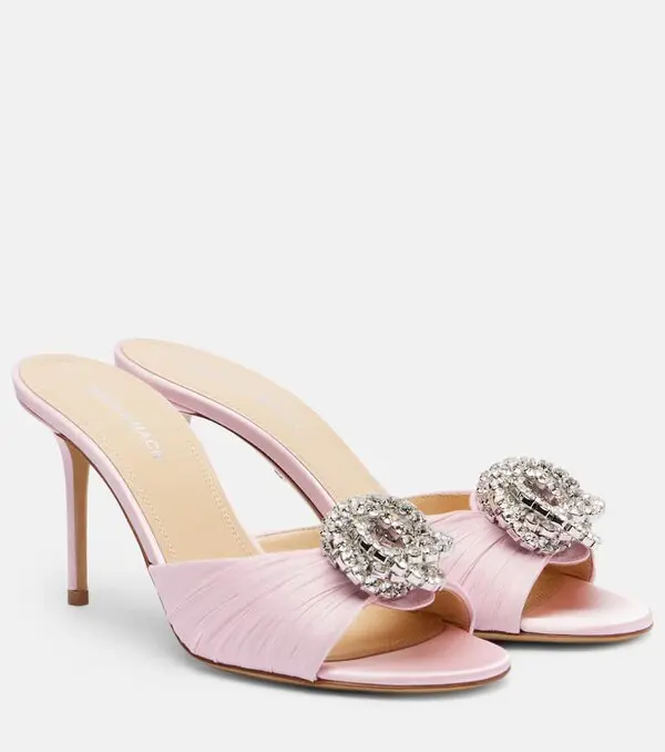Mach & Mach Galaxy 85 Embellished Satin Mules - Pink