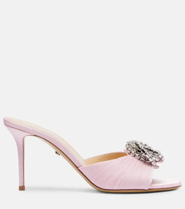 Mach & Mach Galaxy 85 Embellished Satin Mules - Pink