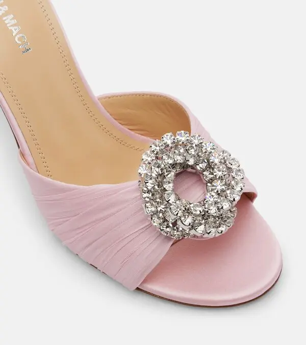 Mach & Mach Galaxy 85 Embellished Satin Mules - Pink