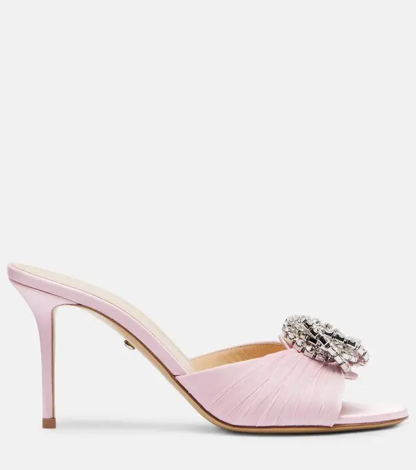 Mach & Mach Galaxy 85 Embellished Satin Mules - Pink