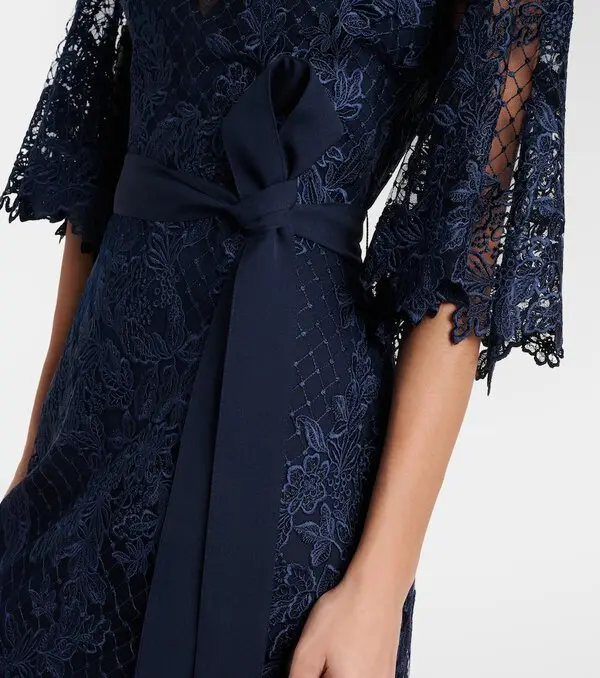 Elie Saab Embroidered Lace And Tulle Gown - Blue