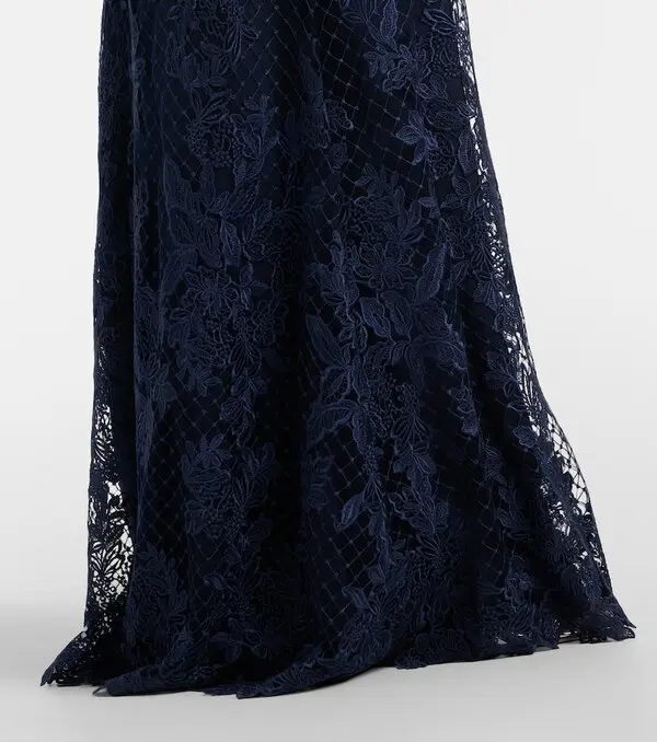 Elie Saab Embroidered Lace And Tulle Gown - Blue
