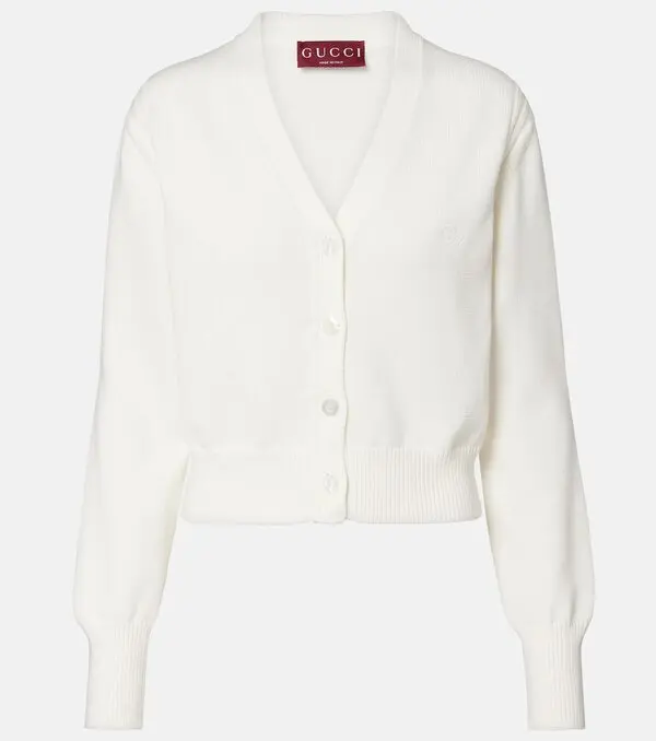 Gucci Gg Cotton Cardigan - White