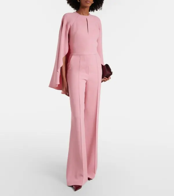 Elie Saab Caped Cady Jumpsuit - Pink