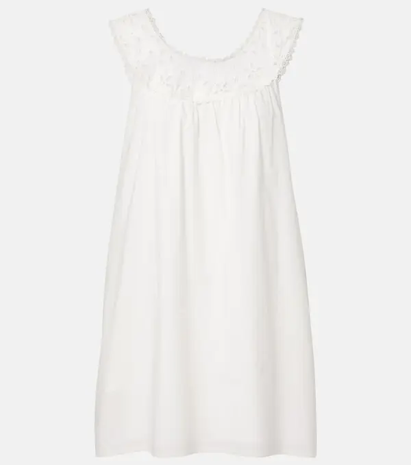 Posse Salma Embroidered Cotton Minidress - White