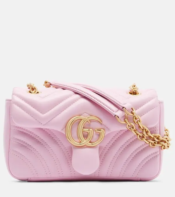 Gucci Gg Marmont Small Leather Shoulder Bag - Pink