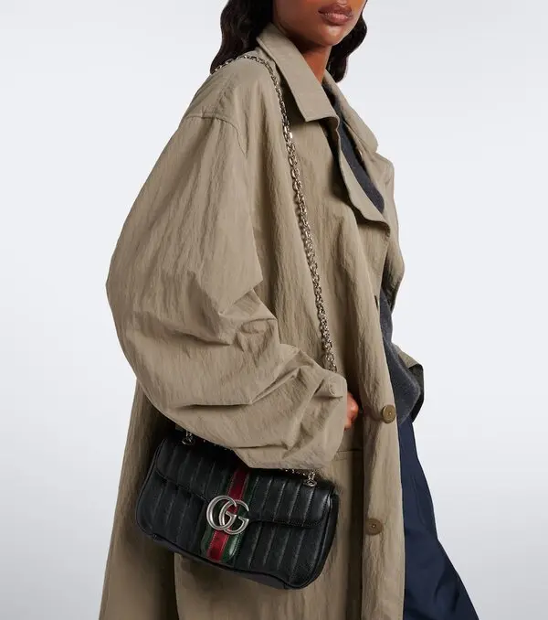 Gucci Gg Marmont Small Leather Shoulder Bag - Black