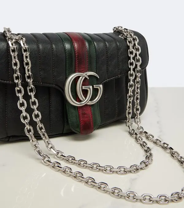 Gucci Gg Marmont Small Leather Shoulder Bag - Black