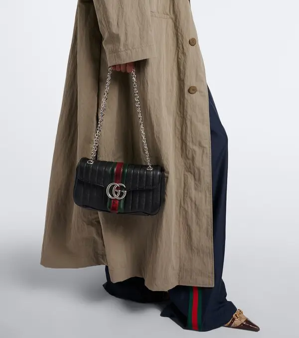 Gucci Gg Marmont Small Leather Shoulder Bag - Black