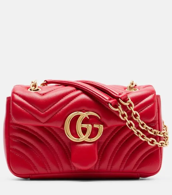 Gucci Gg Marmont Small Leather Shoulder Bag - Red