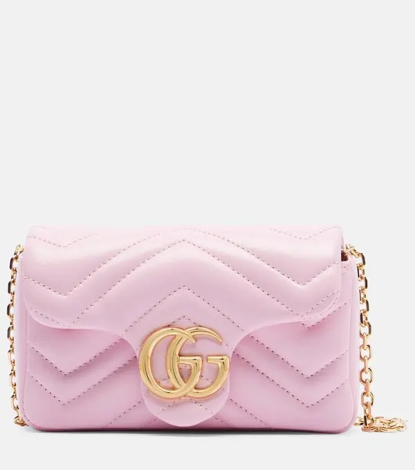 Gucci Gg Marmont Mini Leather Crossbody Bag - Pink