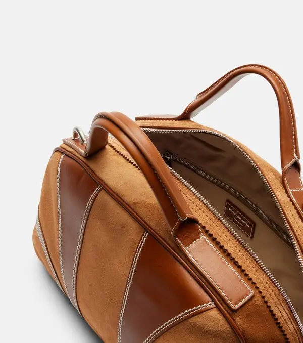 Dries Van Noten Leather-trimmed Suede Top-handle Bag