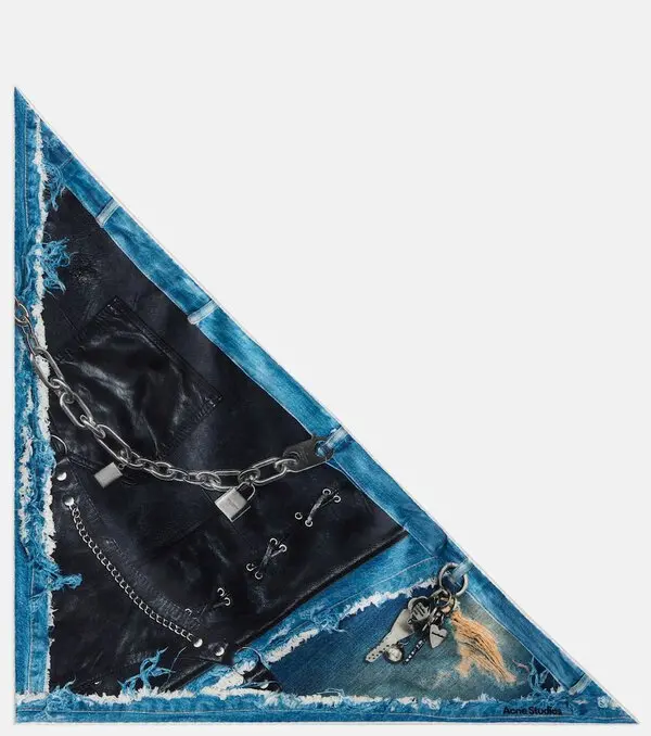 Acne Studios Trompe-l’œil Silk Scarf - Blue