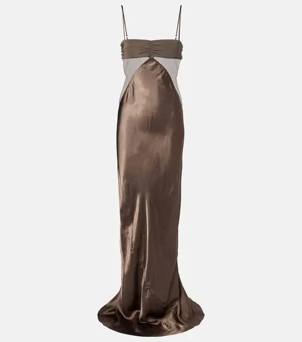 Rick Owens Silk-trimmed Satin Gown - Grey