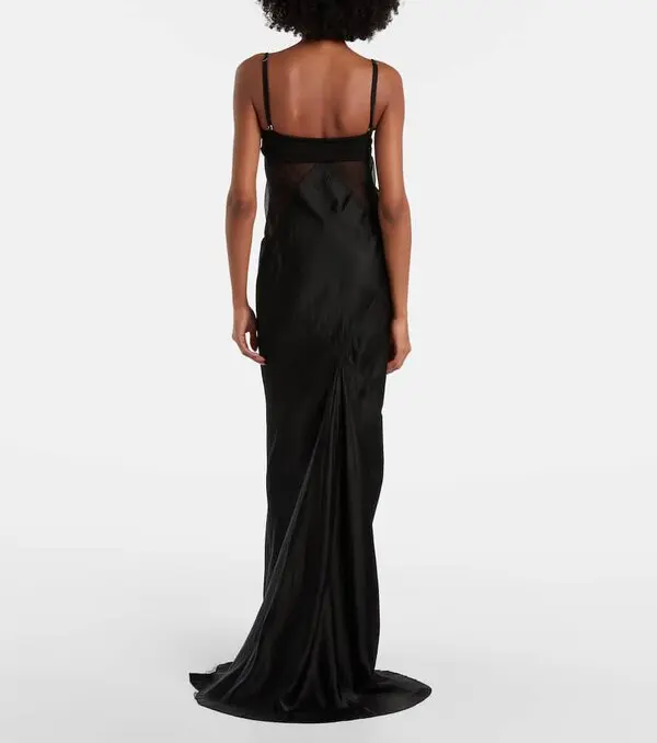 Rick Owens Silk-trimmed Satin Gown - Black
