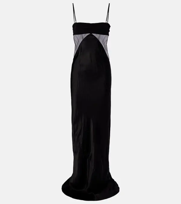 Rick Owens Silk-trimmed Satin Gown - Black