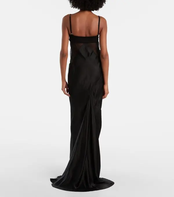 Rick Owens Silk-trimmed Satin Gown - Black