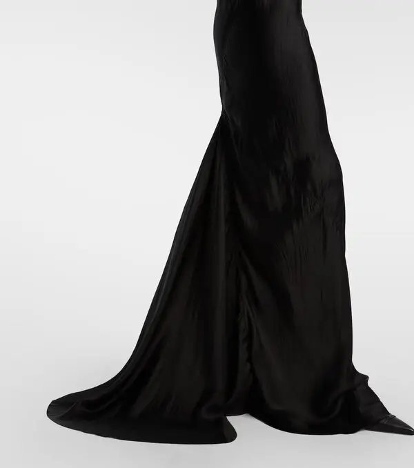 Rick Owens Silk-trimmed Satin Gown - Black