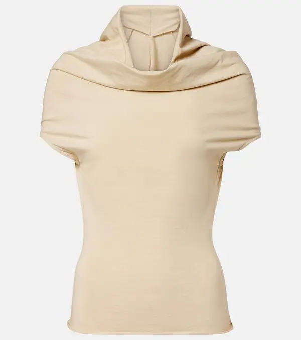 Rick Owens Cotton Jersey Long Sleeve Top - Beige