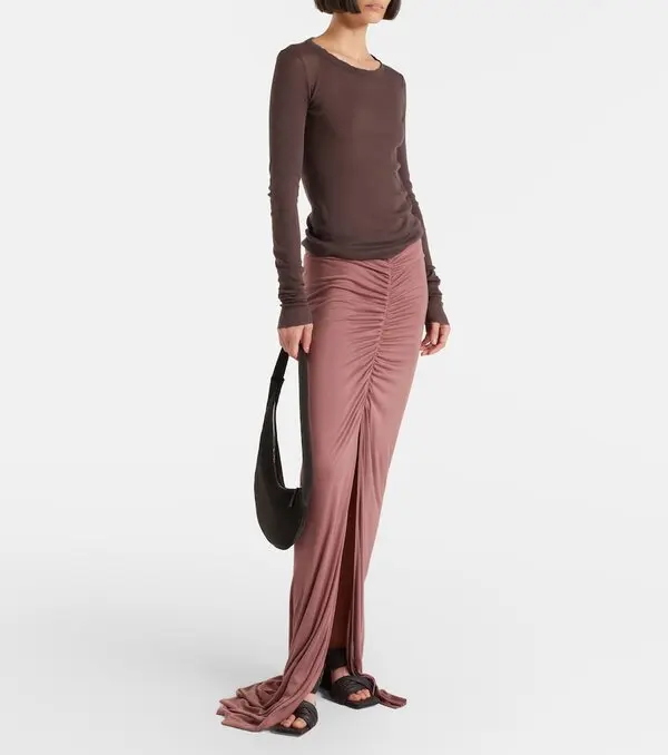Rick Owens Cotton Jersey Long Sleeve Top - Brown