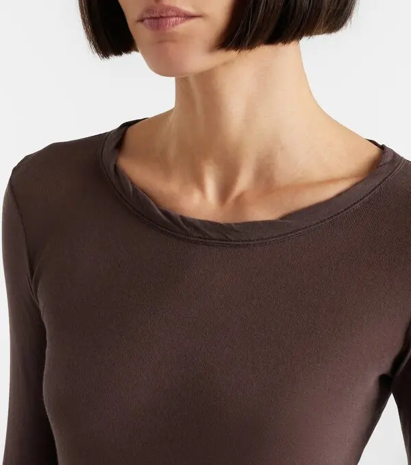 Rick Owens Cotton Jersey Long Sleeve Top - Brown