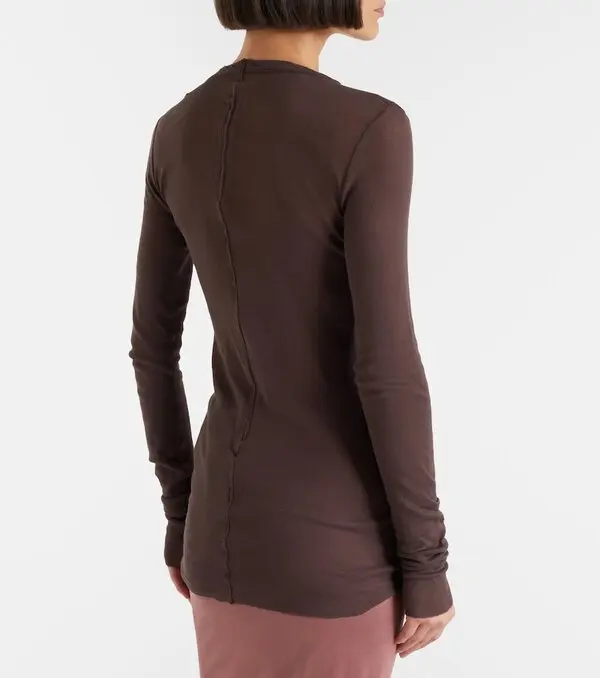 Rick Owens Cotton Jersey Long Sleeve Top - Brown