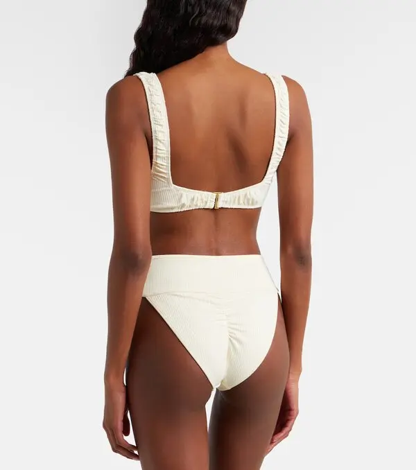 MONTCE Zoe Ribbed-knit Bikini Top - White