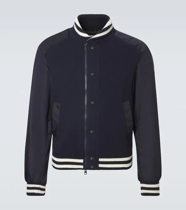 Moncler Ribbed-knit Technical Varsity Jacket