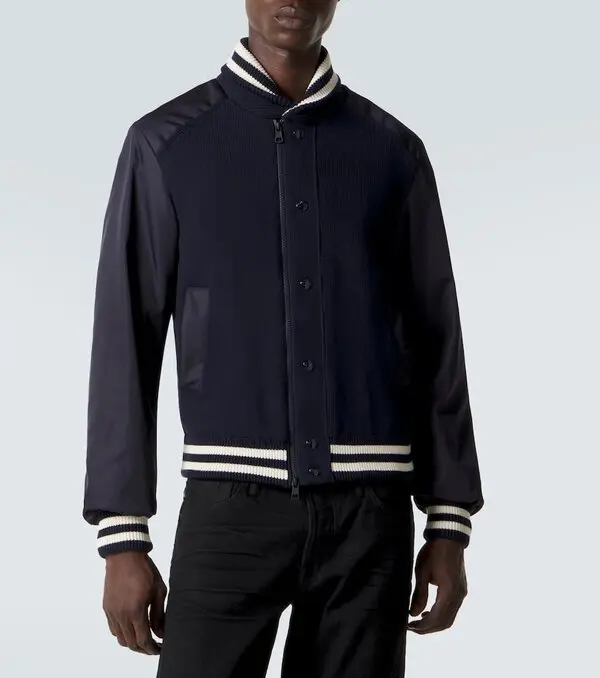 Moncler Ribbed-knit Technical Varsity Jacket