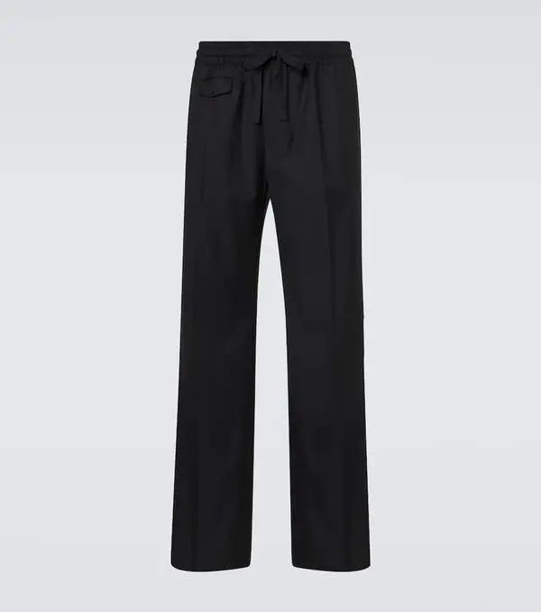 Dolce & Gabbana Virgin Wool Twill Wide-leg Pants - Black