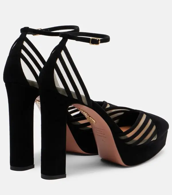 AQUAZZURA Alana Suede & Mesh Pumps