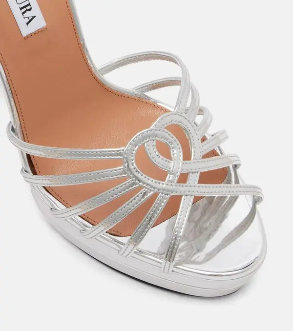 AQUAZZURA Sweetheart Leather Platform Sandals - Silver