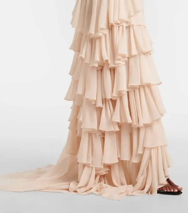 XU ZHI Tiered Asymmetric Maxi Dress