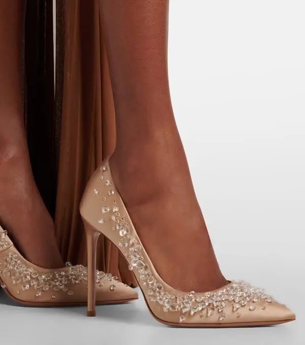 AQUAZZURA Constellation Embellished Satin Pumps