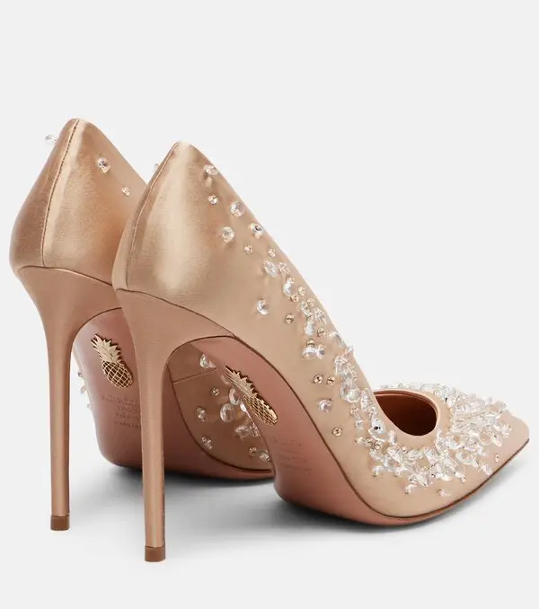 AQUAZZURA Constellation Embellished Satin Pumps