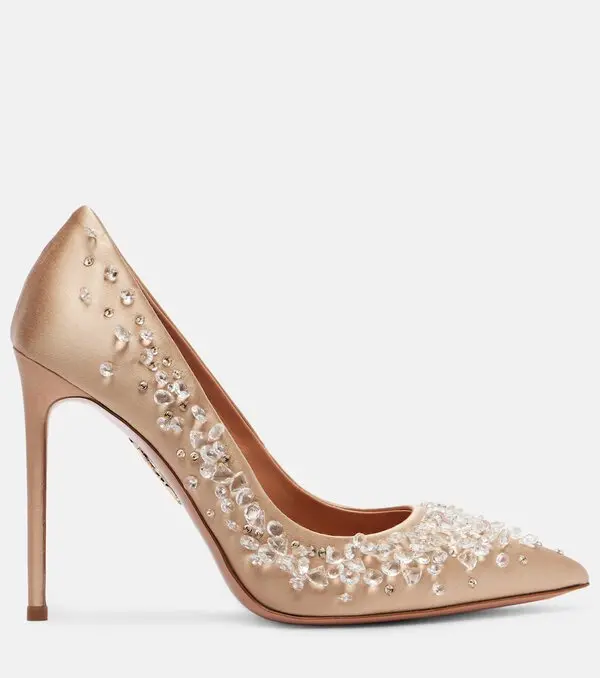 AQUAZZURA Constellation Embellished Satin Pumps