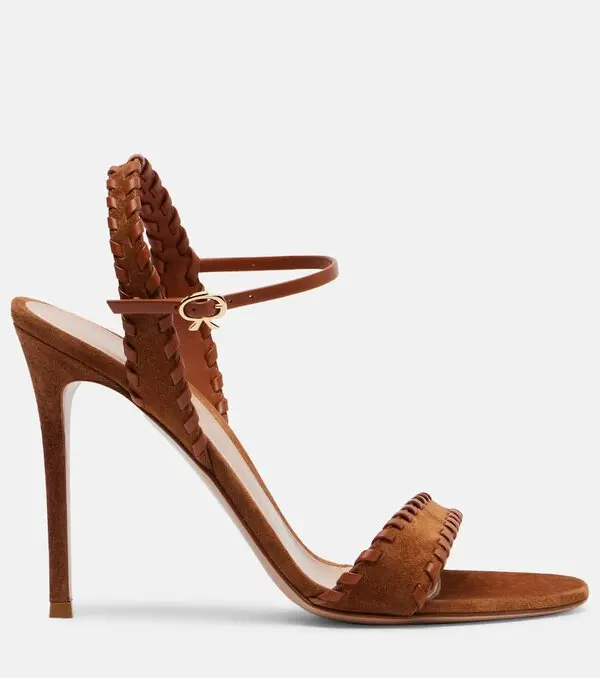 GIANVITO ROSSI Suede And Nappa Leather Slingback Sandals