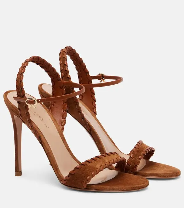 GIANVITO ROSSI Suede And Nappa Leather Slingback Sandals - Brown