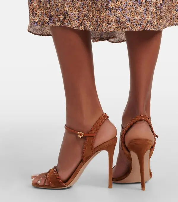 GIANVITO ROSSI Suede And Leather Slingback Sandals