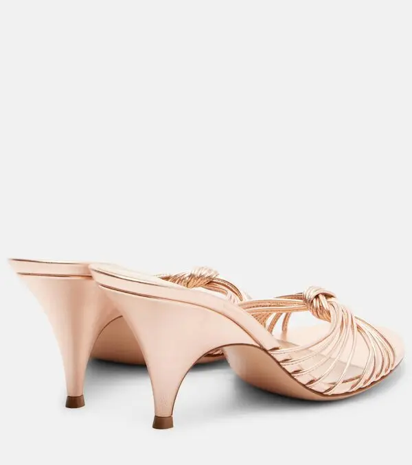 GIANVITO ROSSI Metallic Leather Mules