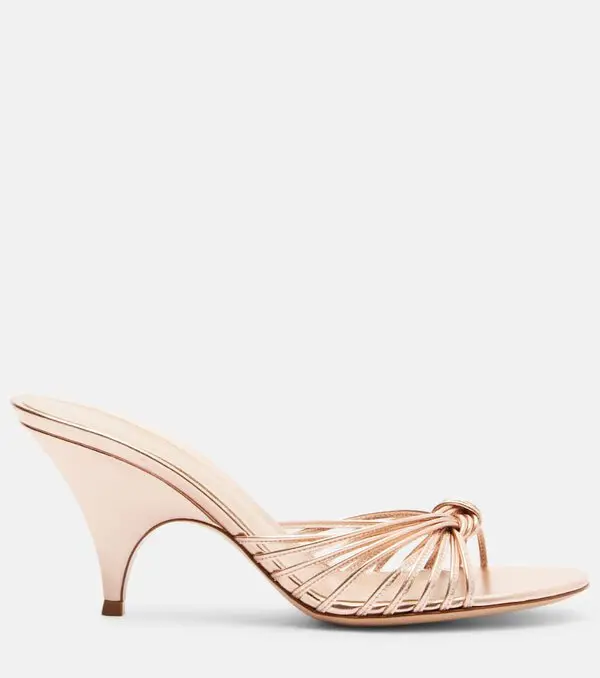GIANVITO ROSSI Metallic Leather Mules