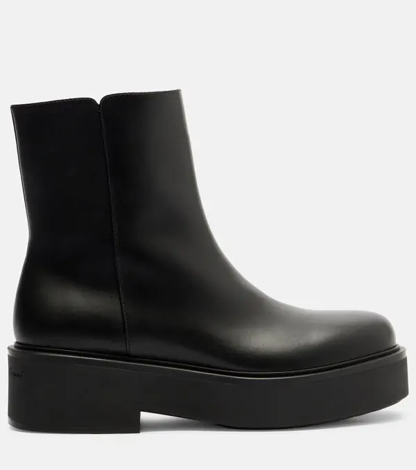 GIANVITO ROSSI Hiro Leather Platform Ankle Boots - Black