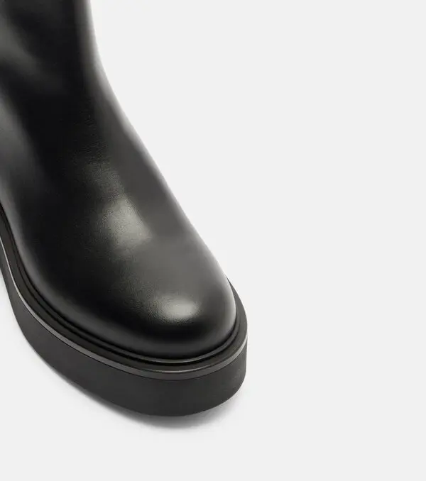 GIANVITO ROSSI Hiro Leather Platform Ankle Boots - Black